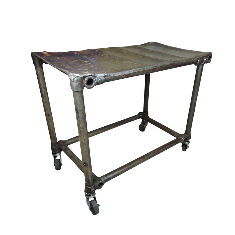 Vintage Industrial Welded Mechanics Table For Sale at 1stDibs