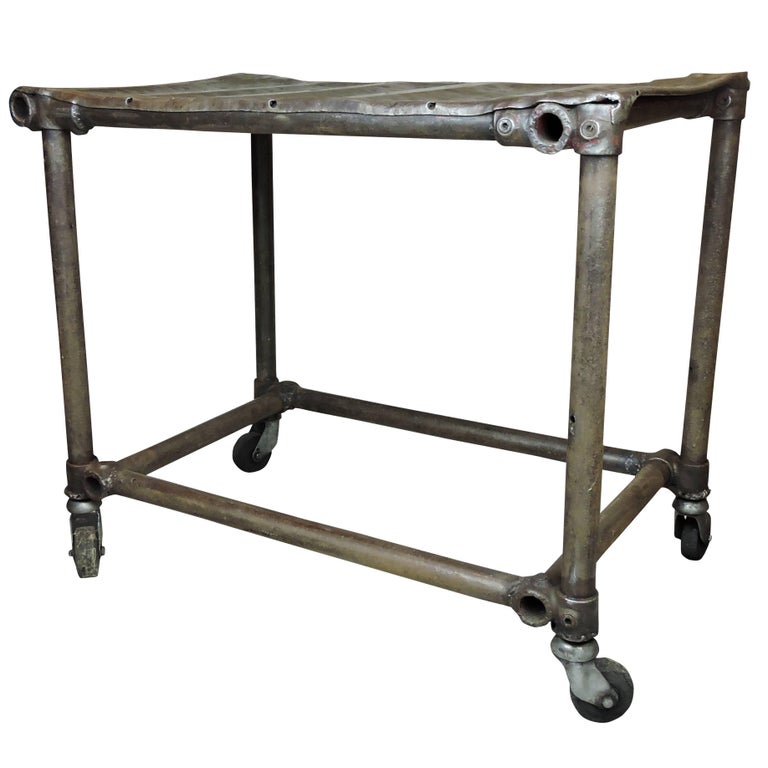 Vintage Industrial Welded Mechanics Table For Sale at 1stDibs