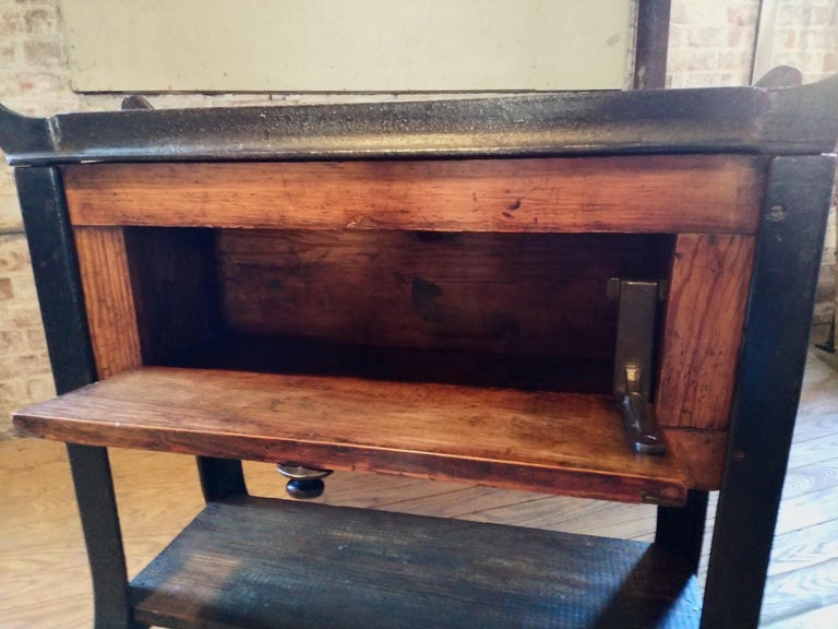 Vintage Industrial Wood And Cast Iron Printers Proof Table For Sale At