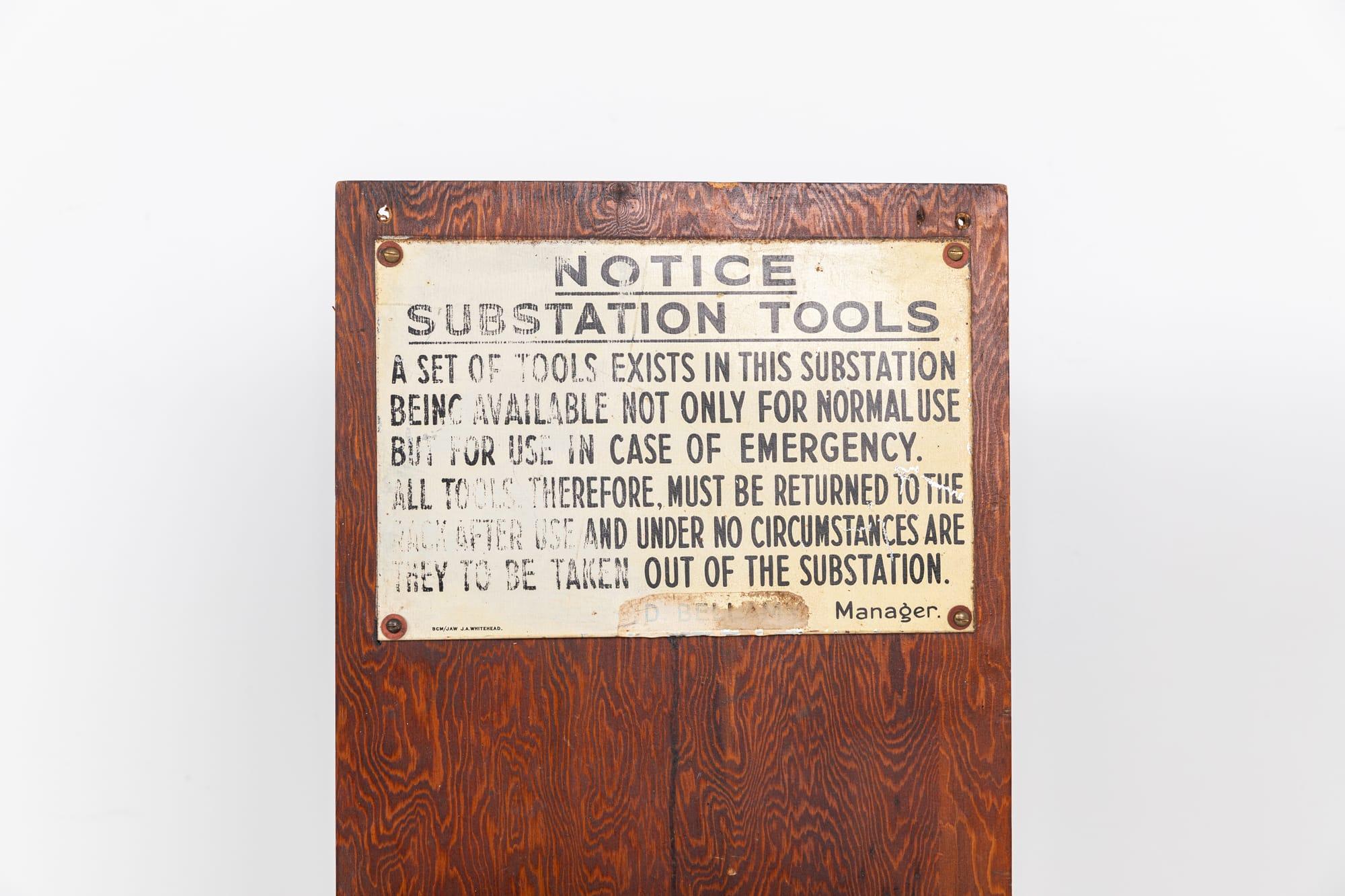 Vintage Industrial Wooden Substation Tool Notice Board Wall Sign Plaque ...