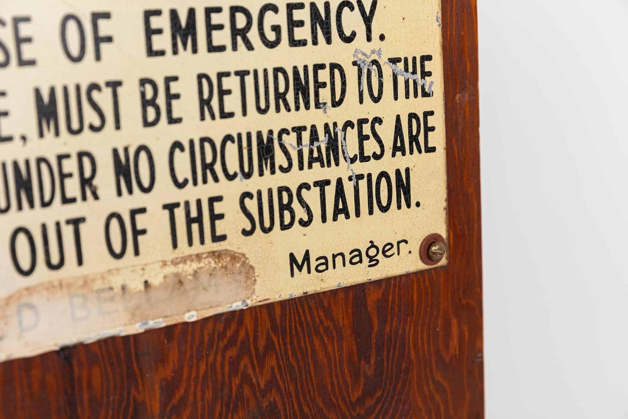 Vintage Industrial Wooden Substation Tool Notice Board Wall Sign Plaque ...