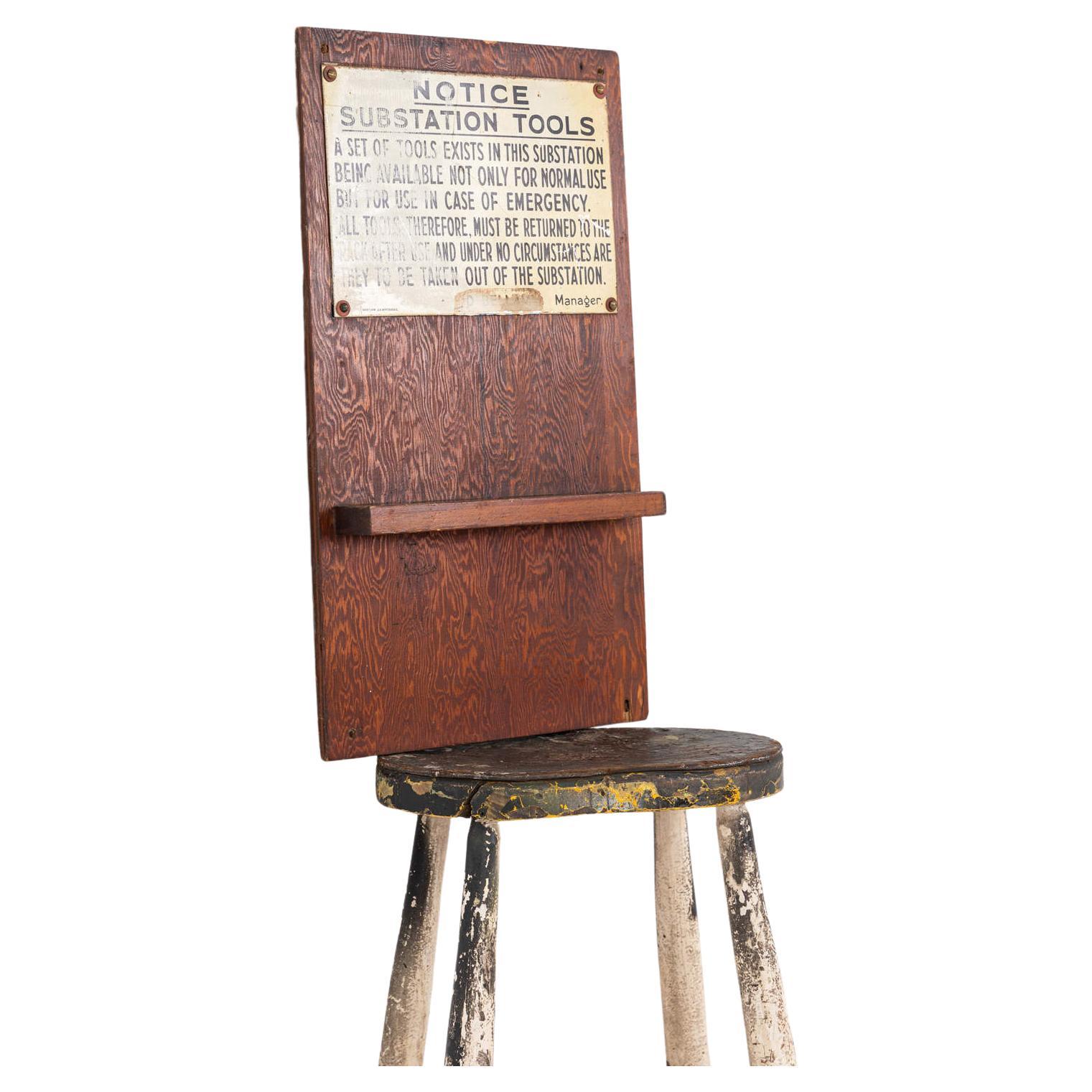 Vintage Industrial Wooden Substation Tool Notice Board Wall Sign Plaque ...