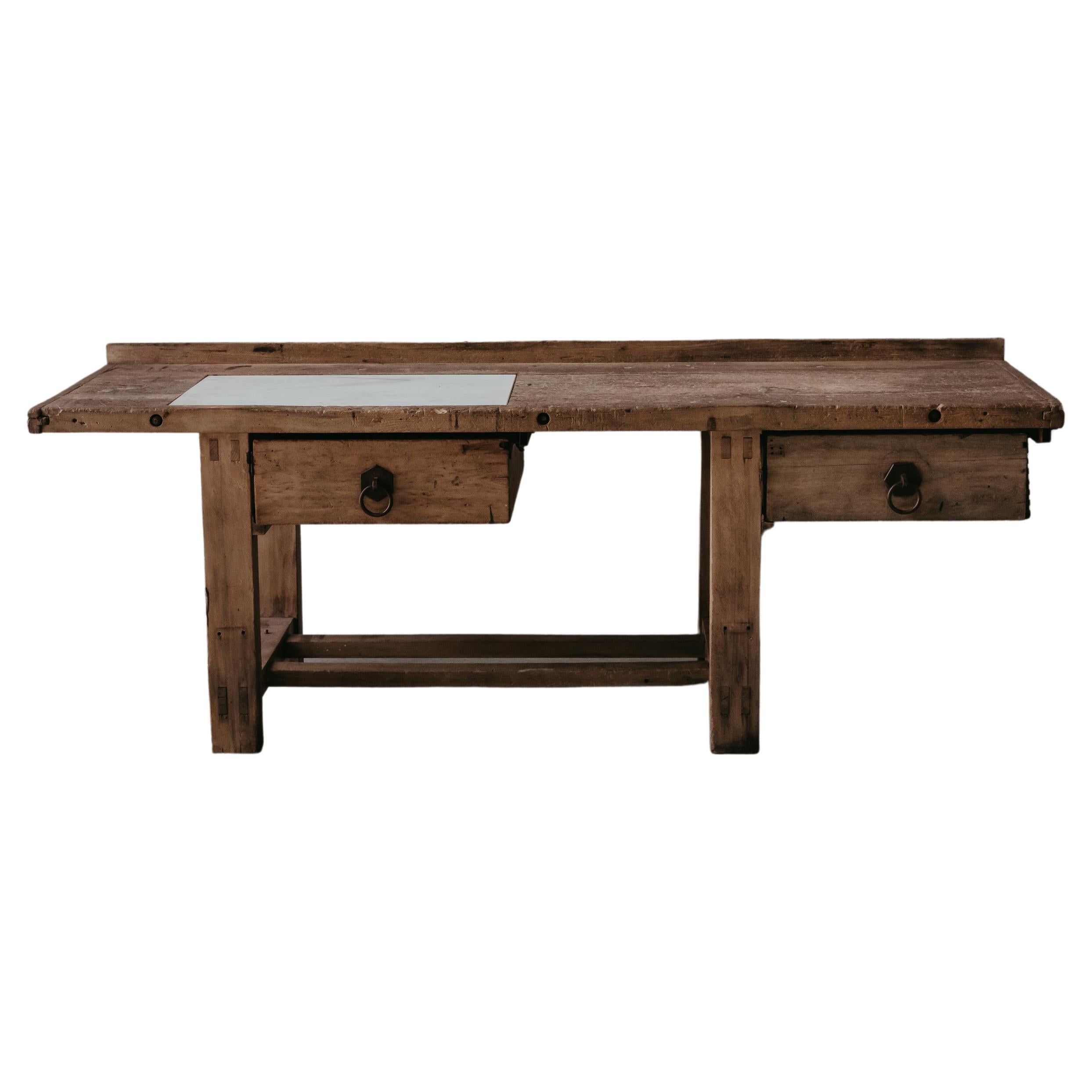 Vintage American Zinc Top Factory Work Table, C. 1920-40 at 1stDibs