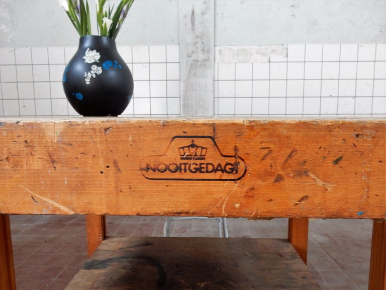 Vintage Industrial 4-Sided Workbench/Table by Nooitgedagt. at 1stDibs