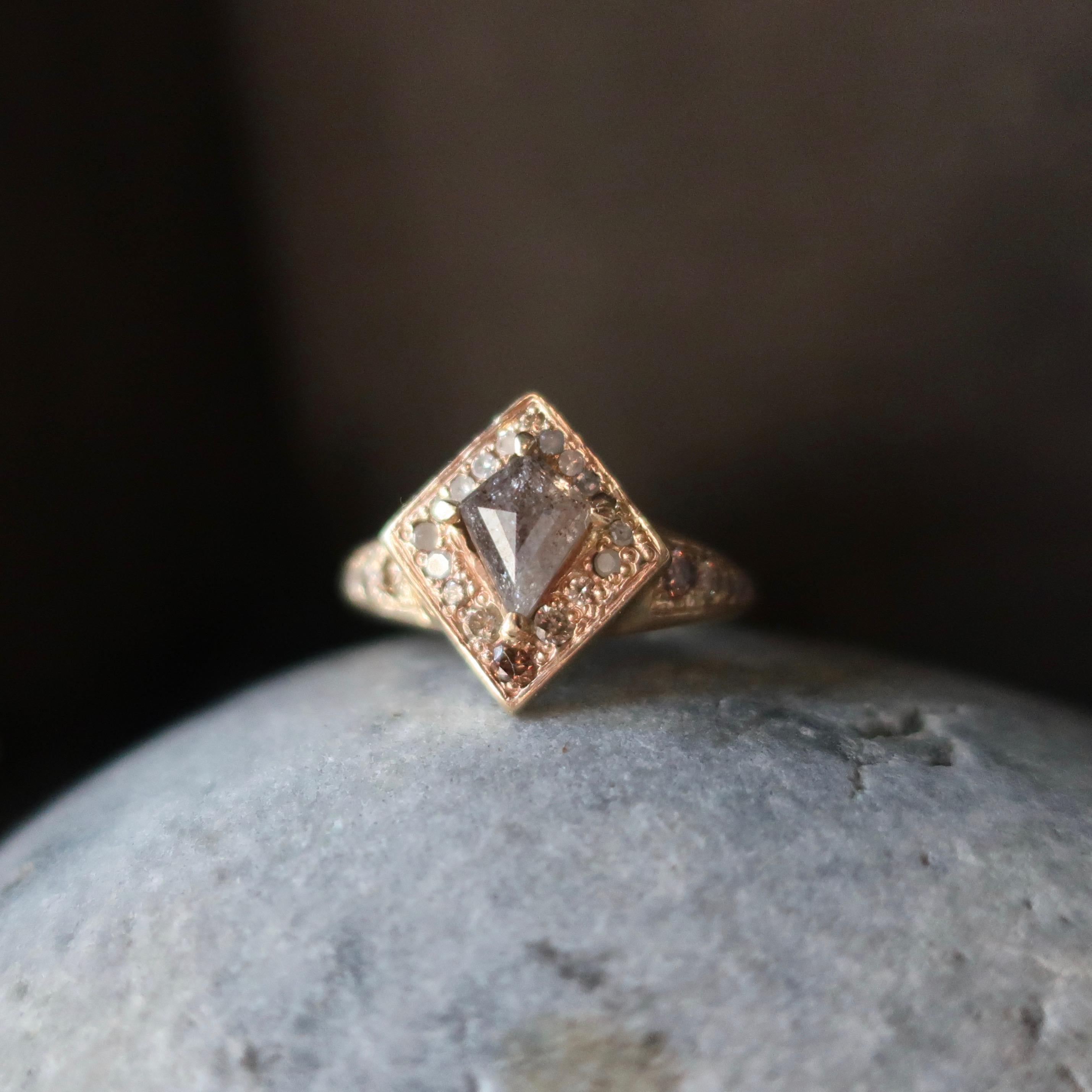 Vintage Inspired Halo Kite Diamond Ring in 14 Karat Gold For Sale at ...