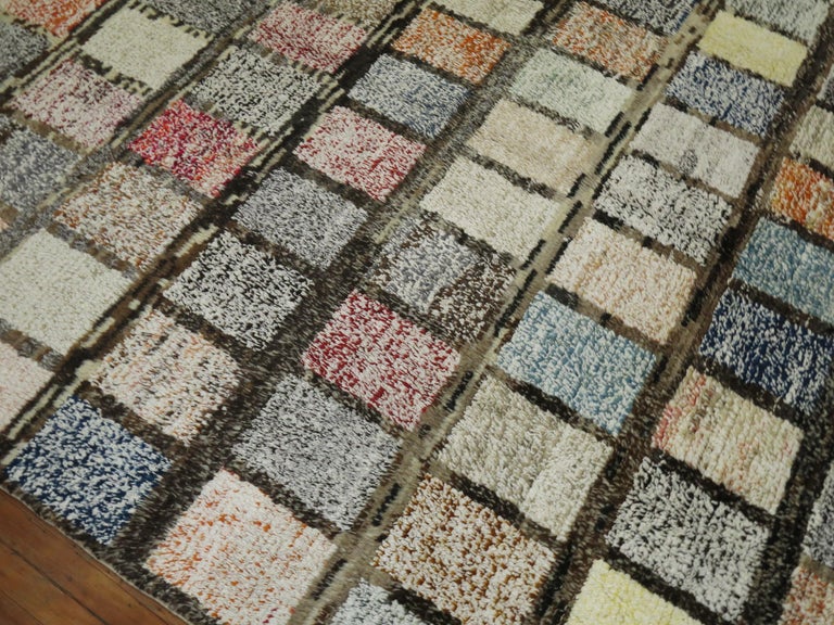 Vintage Inspired Turkish Tulu Multi Dimensional Box Design Rug For Sale ...