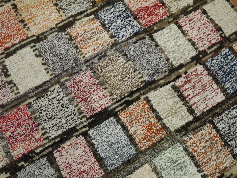 Vintage Inspired Turkish Tulu Multi Dimensional Box Design Rug For Sale ...