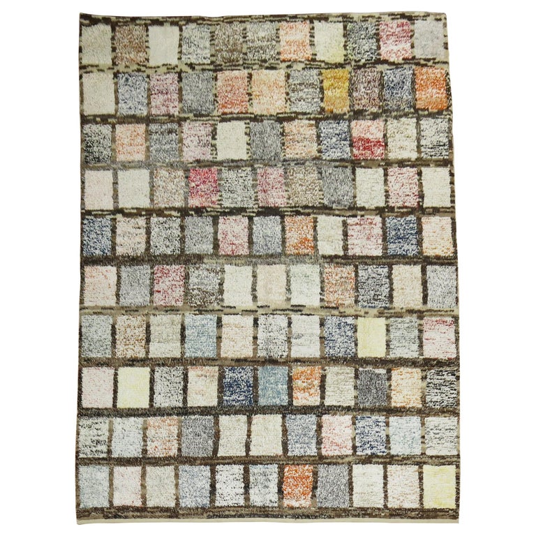 Vintage Inspired Turkish Tulu Multi Dimensional Box Design Rug For Sale ...
