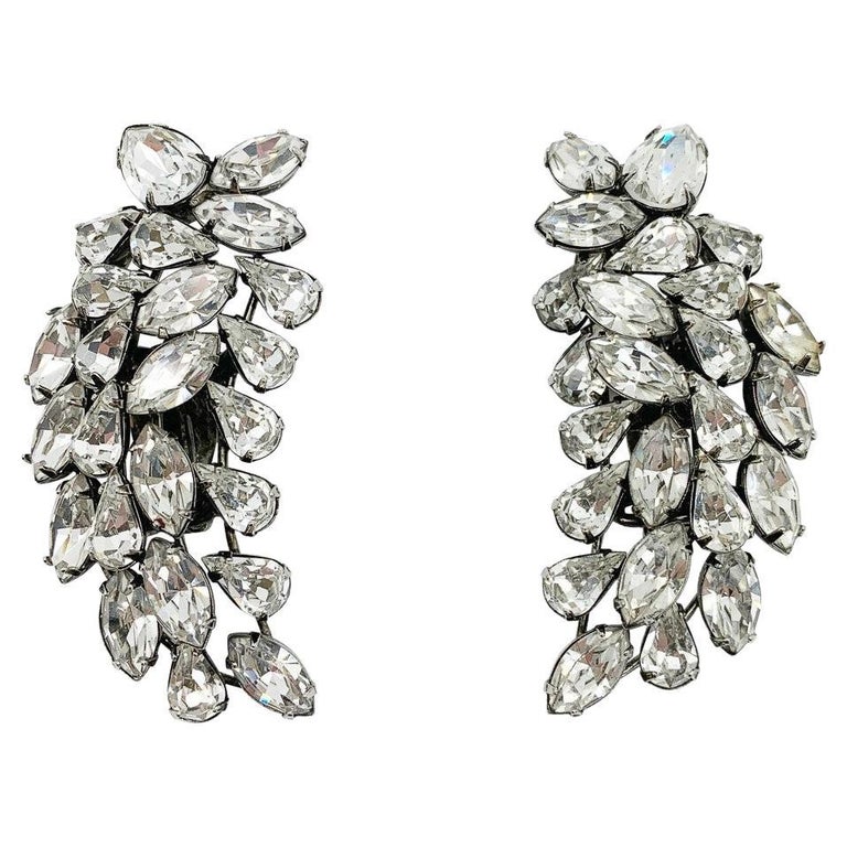 Vintage Iradj Moini Gigantic Crystal Ear climbers 1980s For Sale at 1stDibs