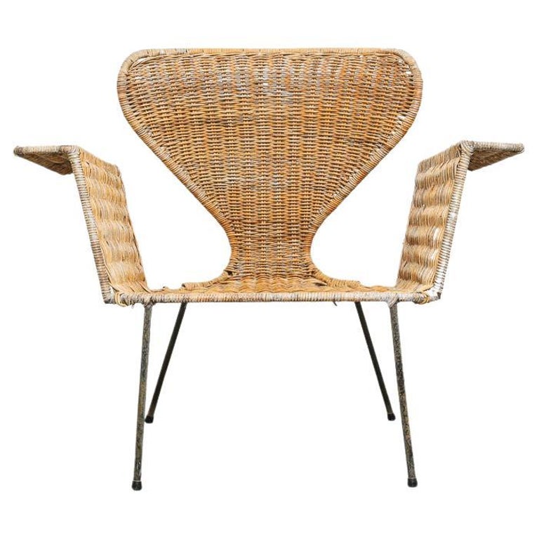 Vintage Iron and Rattan Easy Chair at 1stDibs