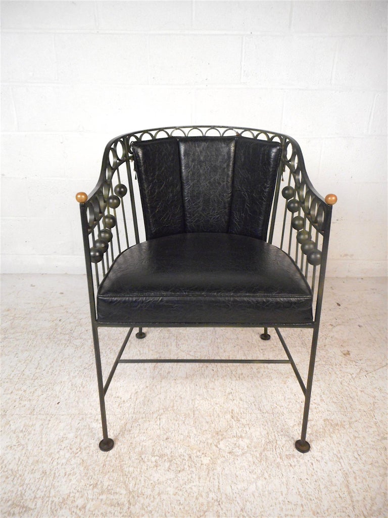 Vintage Iron Barrel Back Chair For Sale at 1stDibs
