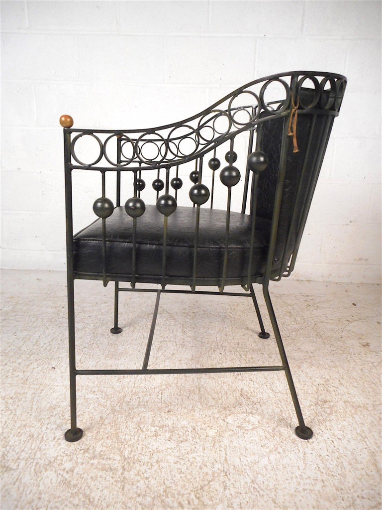 Vintage Iron Barrel Back Chair For Sale at 1stDibs