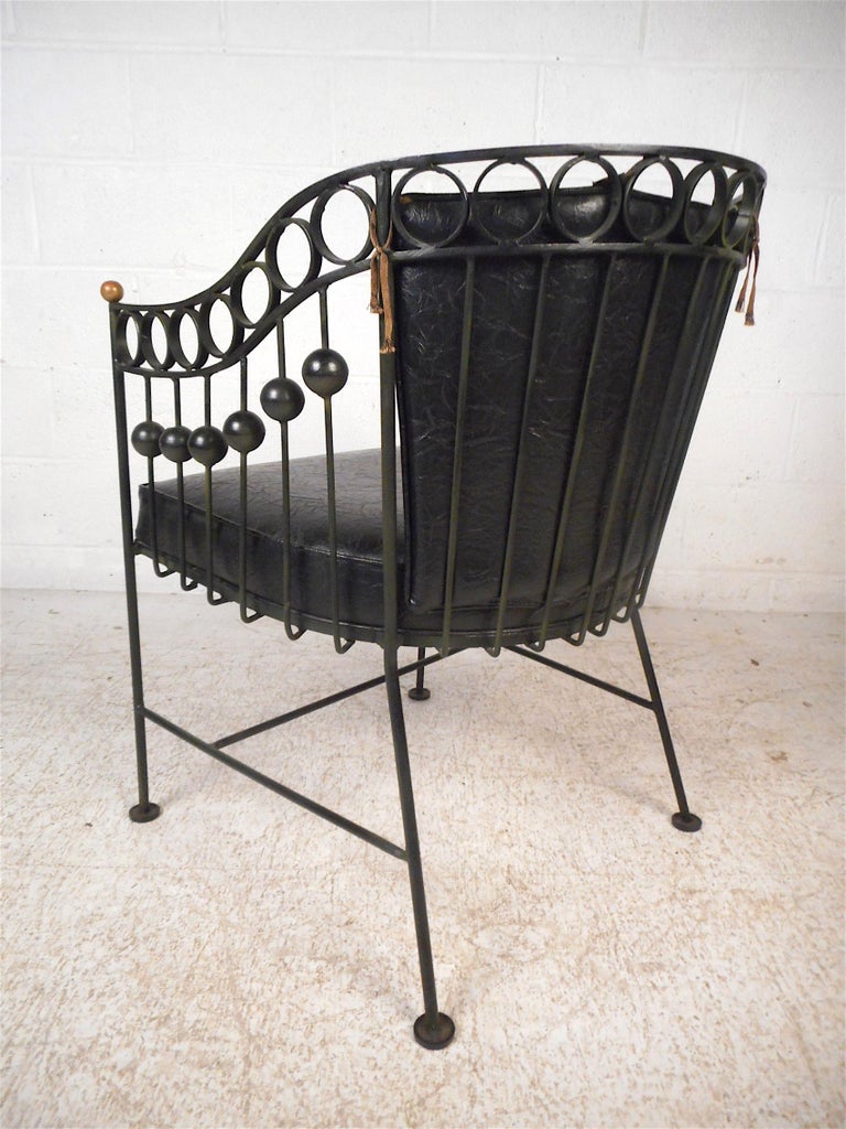 Vintage Iron Barrel Back Chair For Sale at 1stDibs