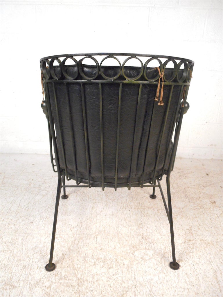 Vintage Iron Barrel Back Chair For Sale at 1stDibs