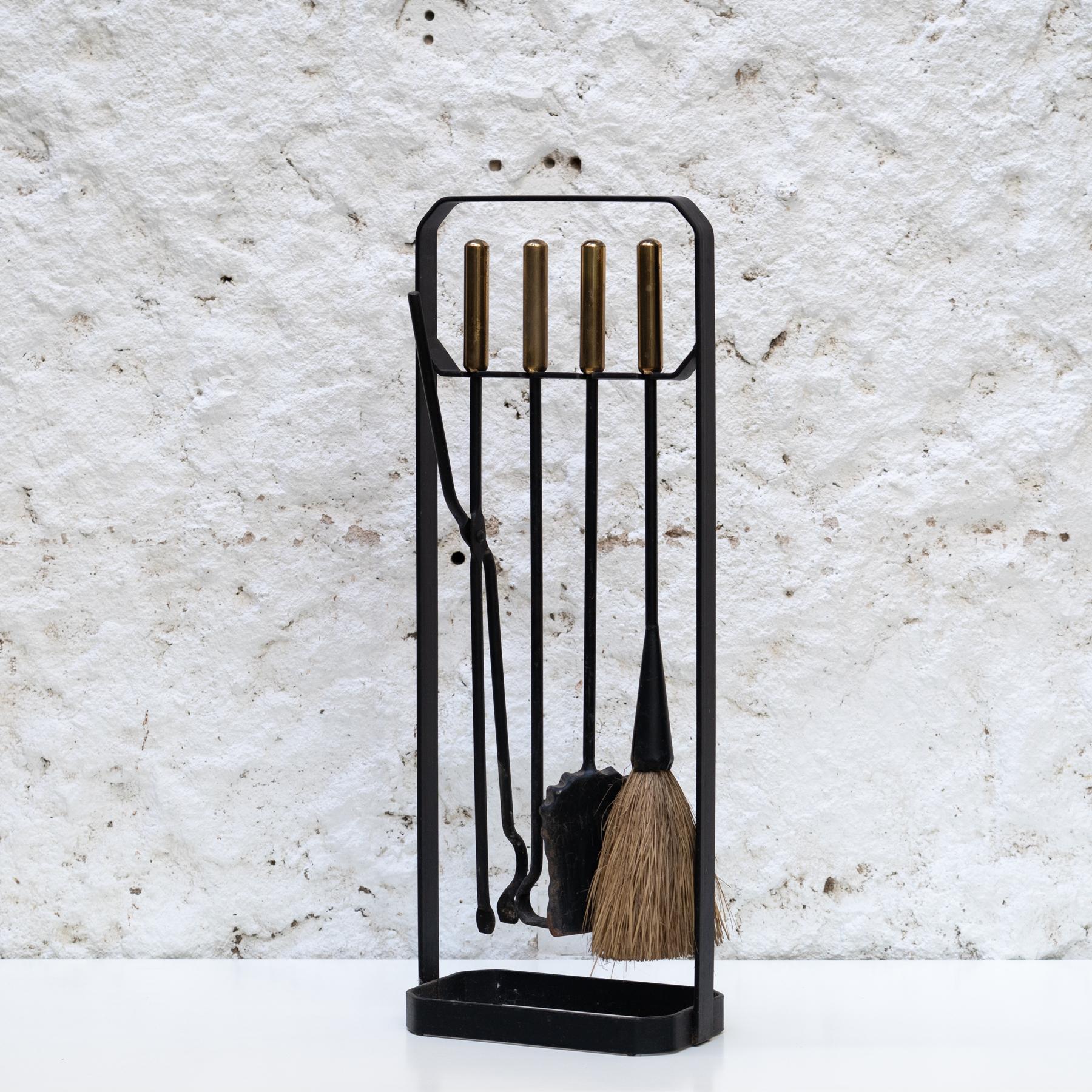 Vintage Iron Fireplace Tool Set, Circa 1980 – Original Condition, Minor ...