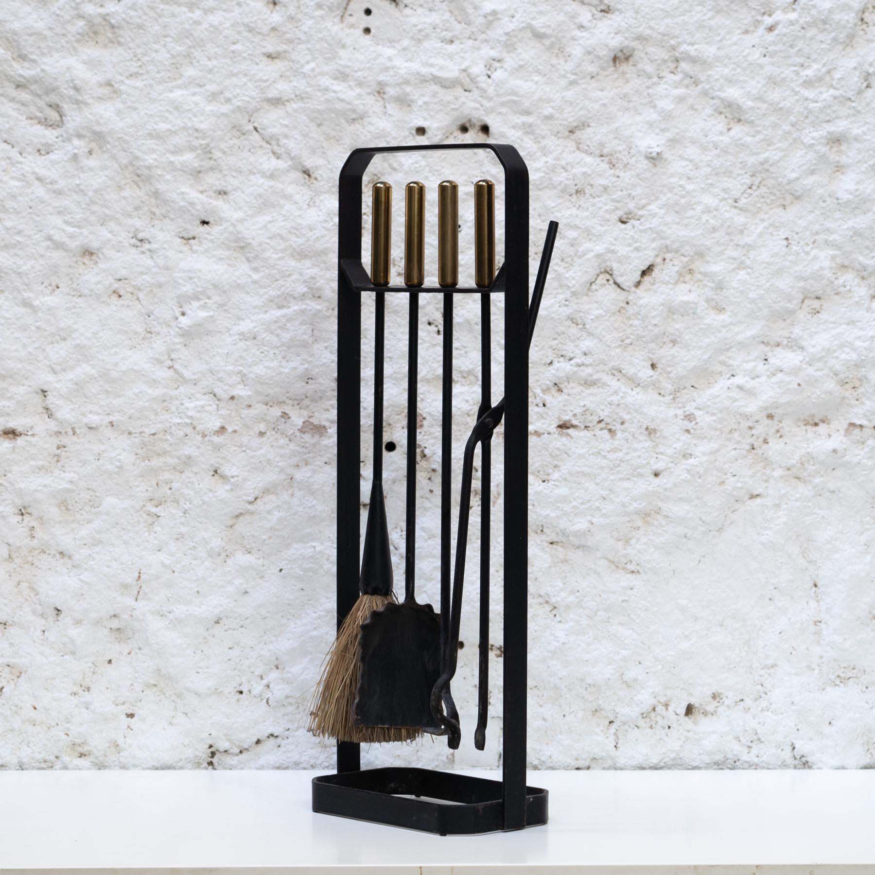 Vintage Iron Fireplace Tool Set, Circa 1980 – Original Condition, Minor ...