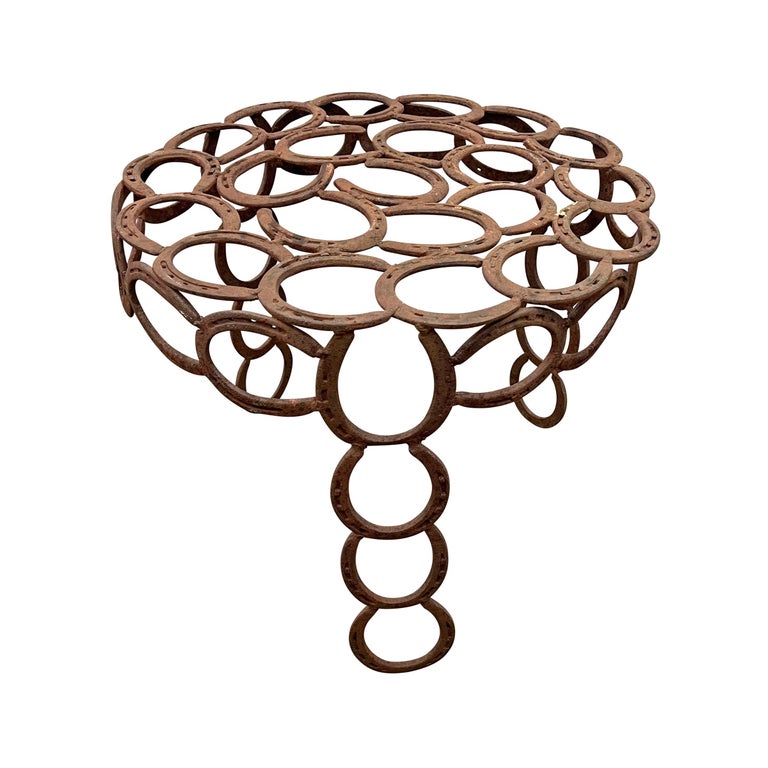 Vintage Iron Horseshoe Side Table For Sale at 1stDibs