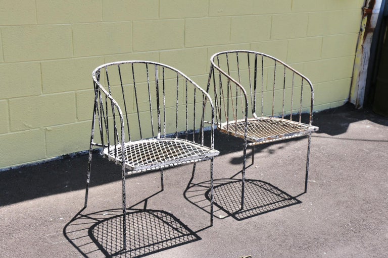 Vintage Iron Paul McCobb Style Arm Chairs For Sale at 1stDibs