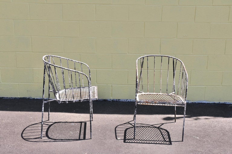 Vintage Iron Paul McCobb Style Arm Chairs For Sale at 1stDibs