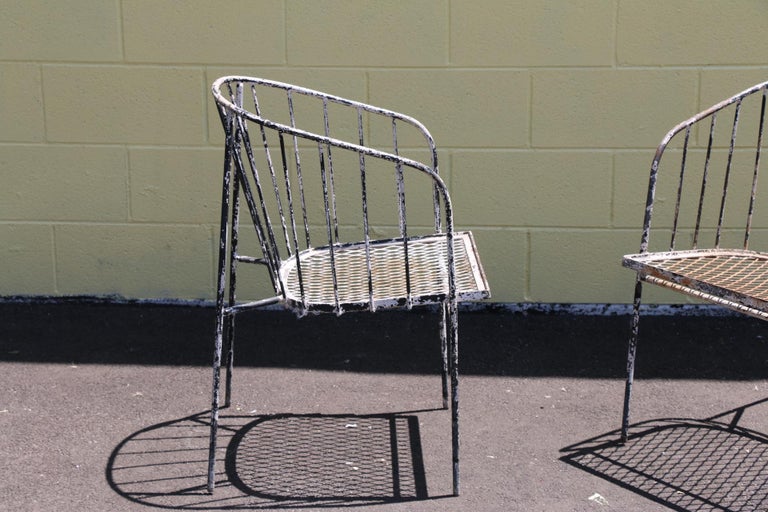 Vintage Iron Paul McCobb Style Arm Chairs For Sale at 1stDibs