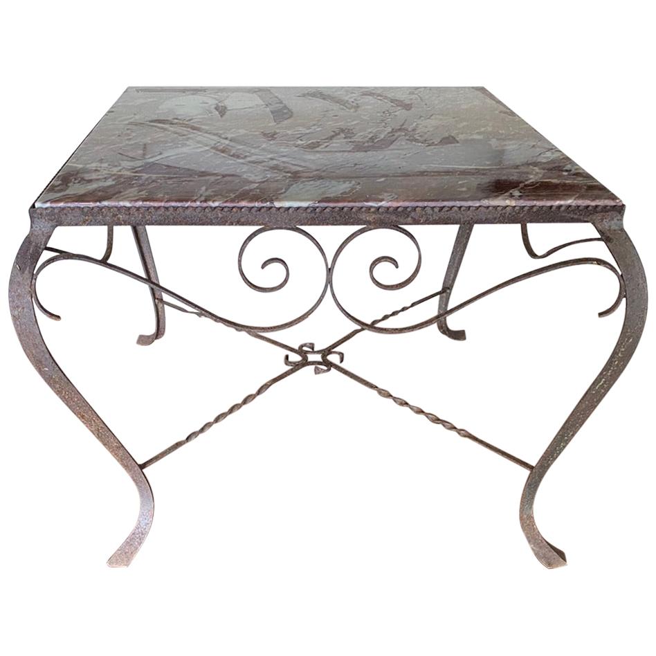 Small Marble Side Table w/Exceptional Iron Base at 1stDibs