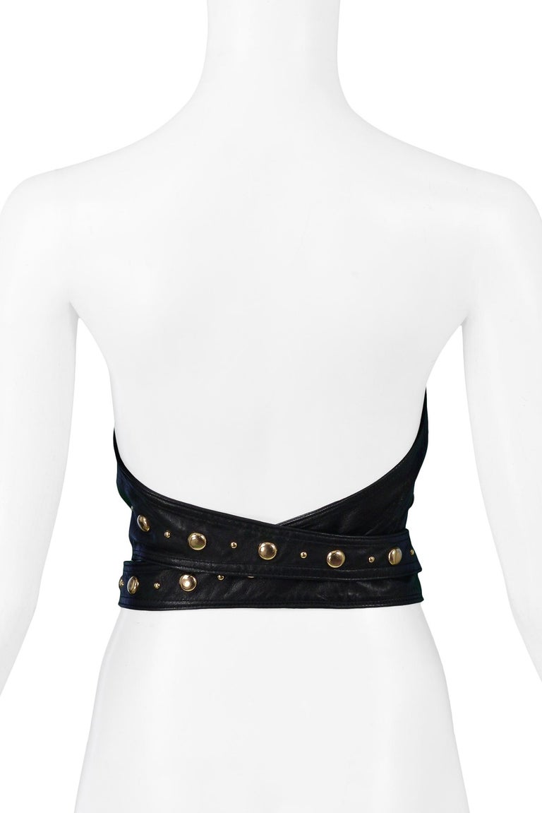 Vintage Isaac Mizrahi Black Leather Studded Bustier 1989 at 1stDibs