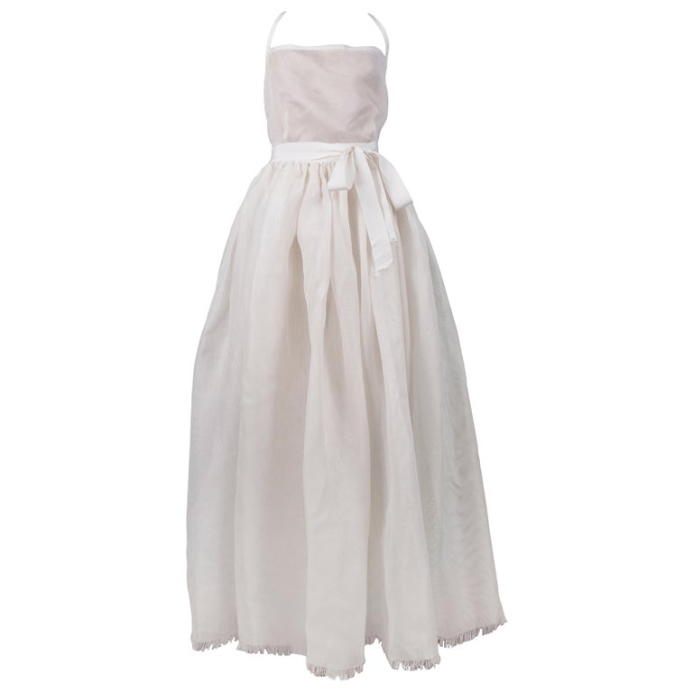Vintage Isaac Mizrahi Off-White Silk Gazar Gown For Sale at 1stDibs