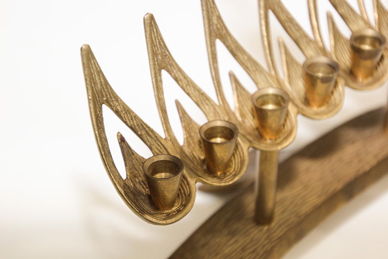 Vintage Israeli Brass Hanukkah Lamp by Ludwig Wolpert Style For Sale at ...