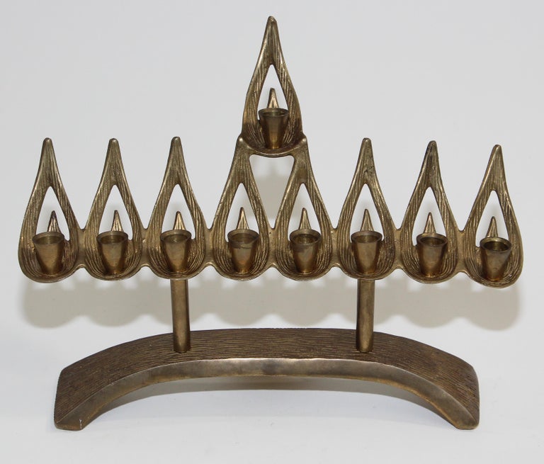 Vintage Israeli Brass Hanukkah Lamp by Ludwig Wolpert Style For Sale at ...