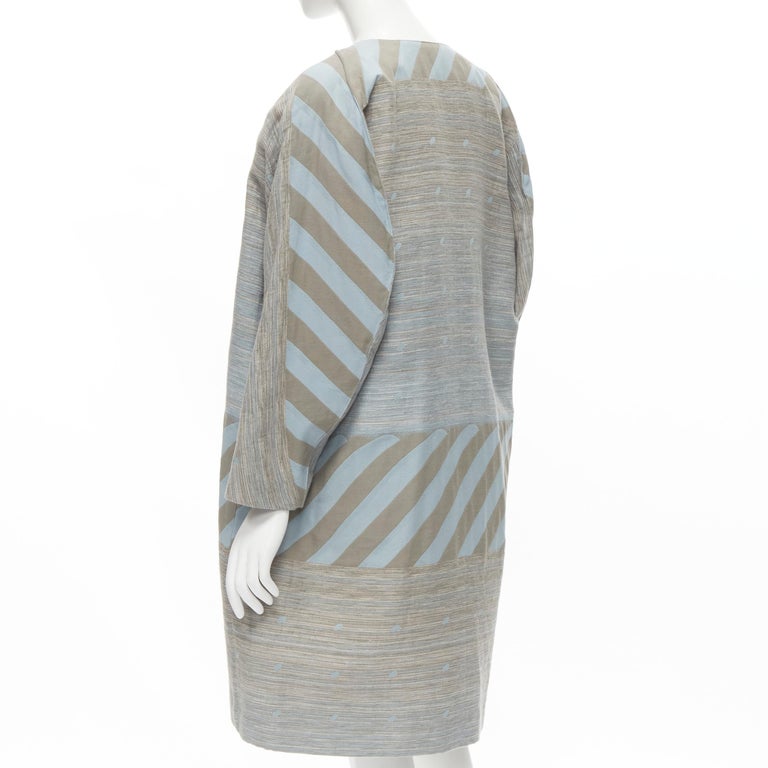 vintage ISSEY MIYAKE 1980's grey sky blue geometric stripe jacquard ...