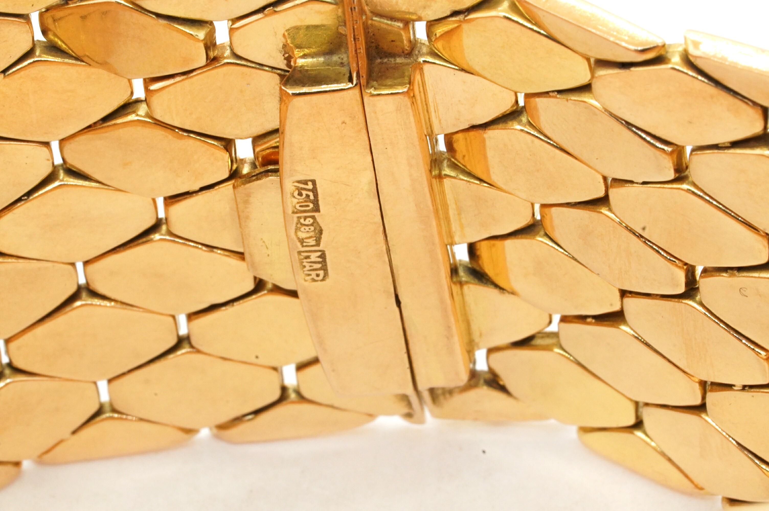 Vintage Italian 18k Yellow Gold Wide Floral Florentine Bracelet For ...