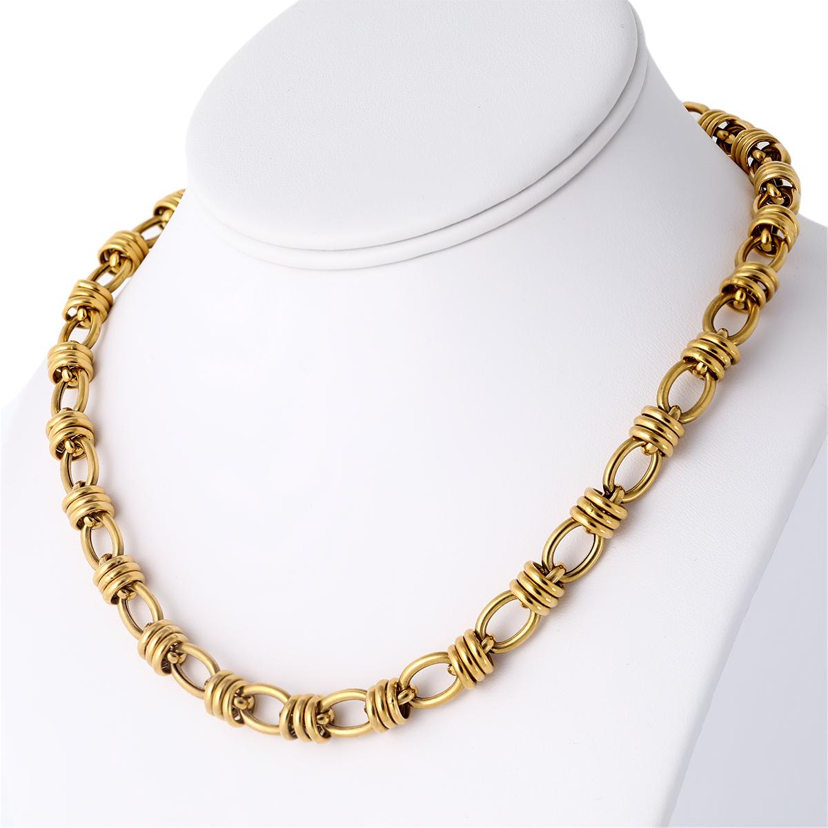 Vintage Italian 18k Yellow Gold Link Necklace For Sale at 1stDibs ...