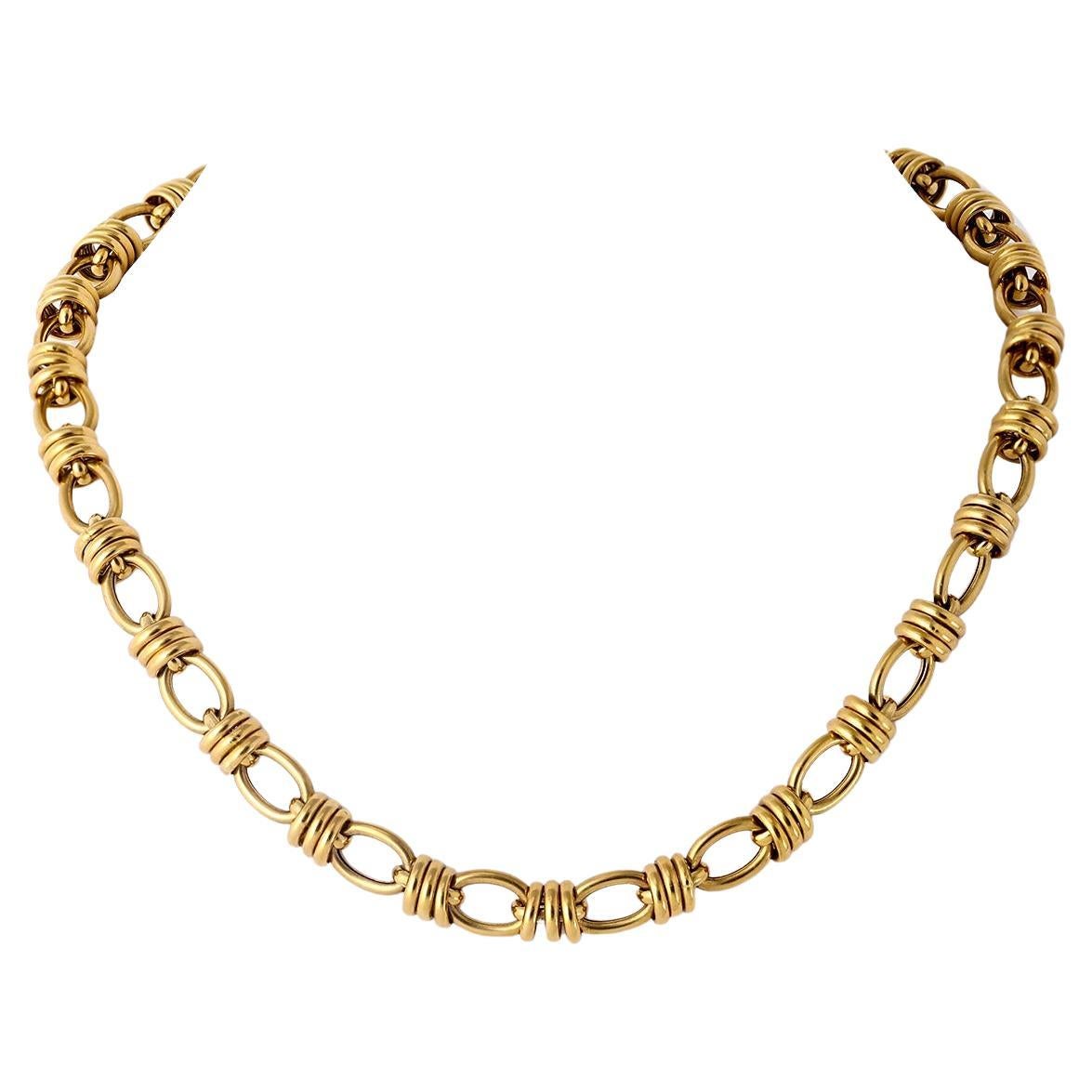 Vintage Italian 18k Yellow Gold Link Necklace For Sale at 1stDibs ...