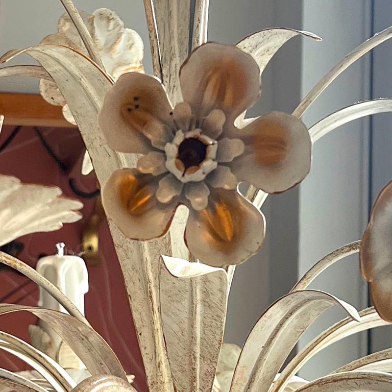 Vintage Italian 1960s Tole Floral Chandelier For Sale at 1stDibs