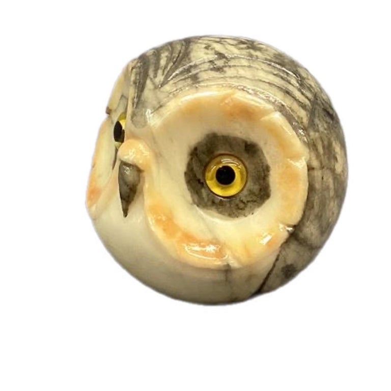 Vintage Italian Alabaster Owl Paperweight For Sale at 1stDibs