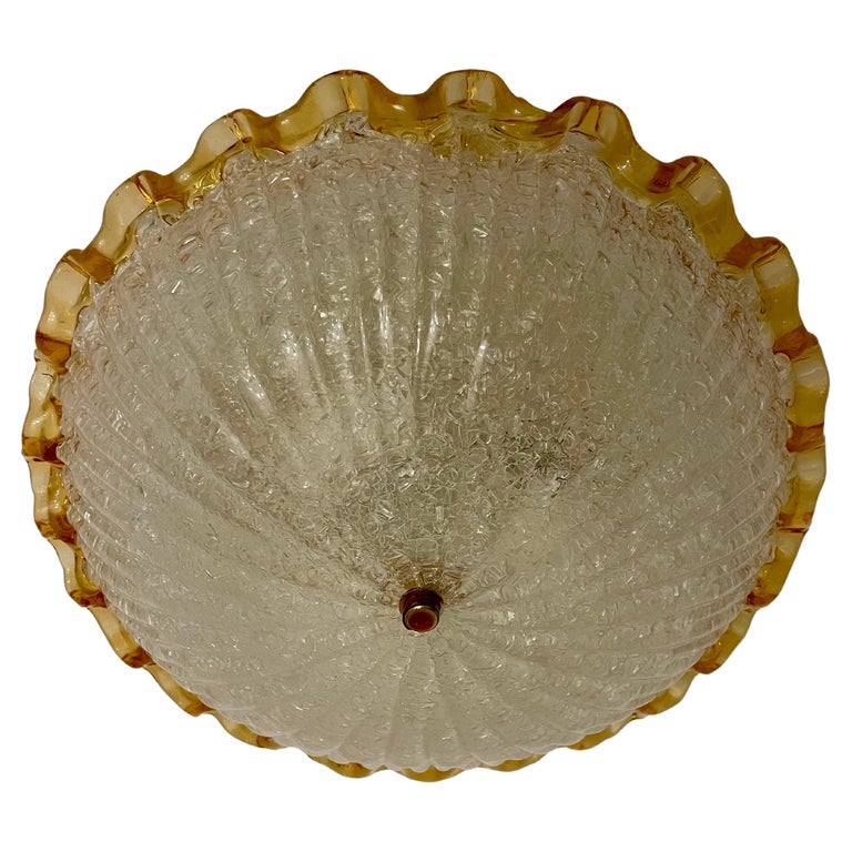 Vintage Italian Amber and Clear Murano Glass Semi Flush Mount ...