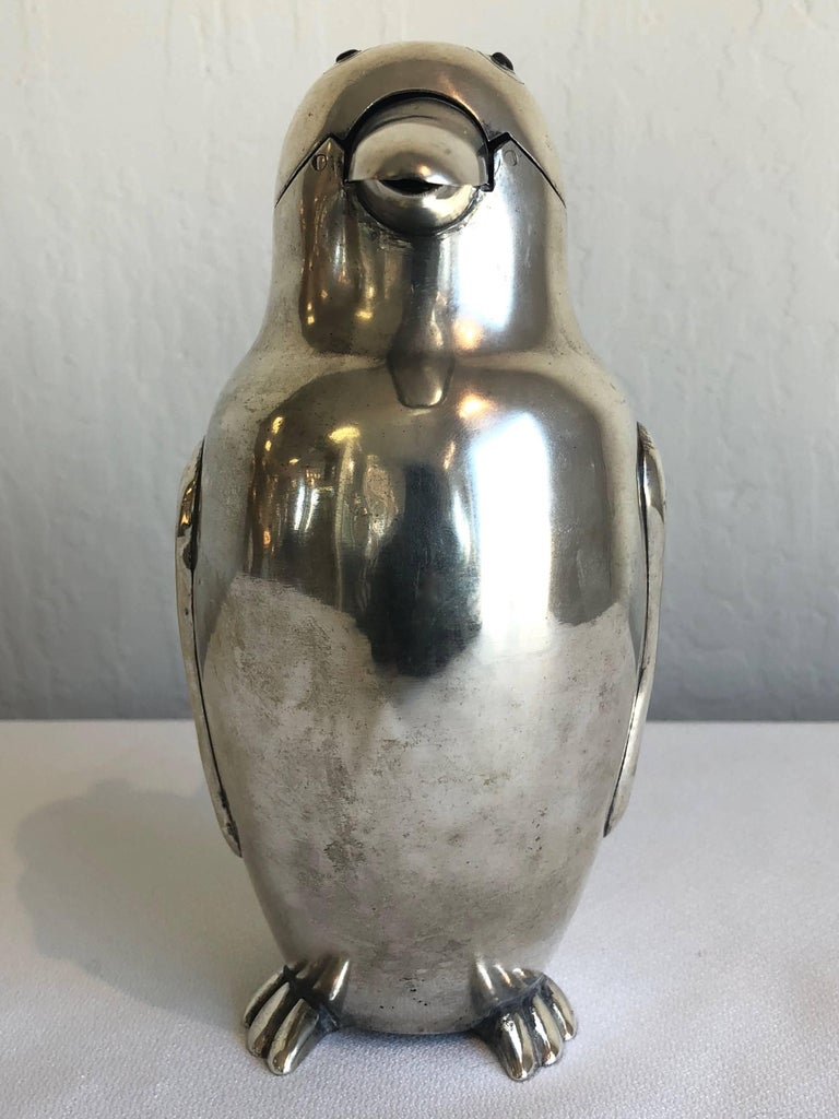 Vintage Italian Art Deco Silverplate Penguin Cocktail Server at 1stDibs