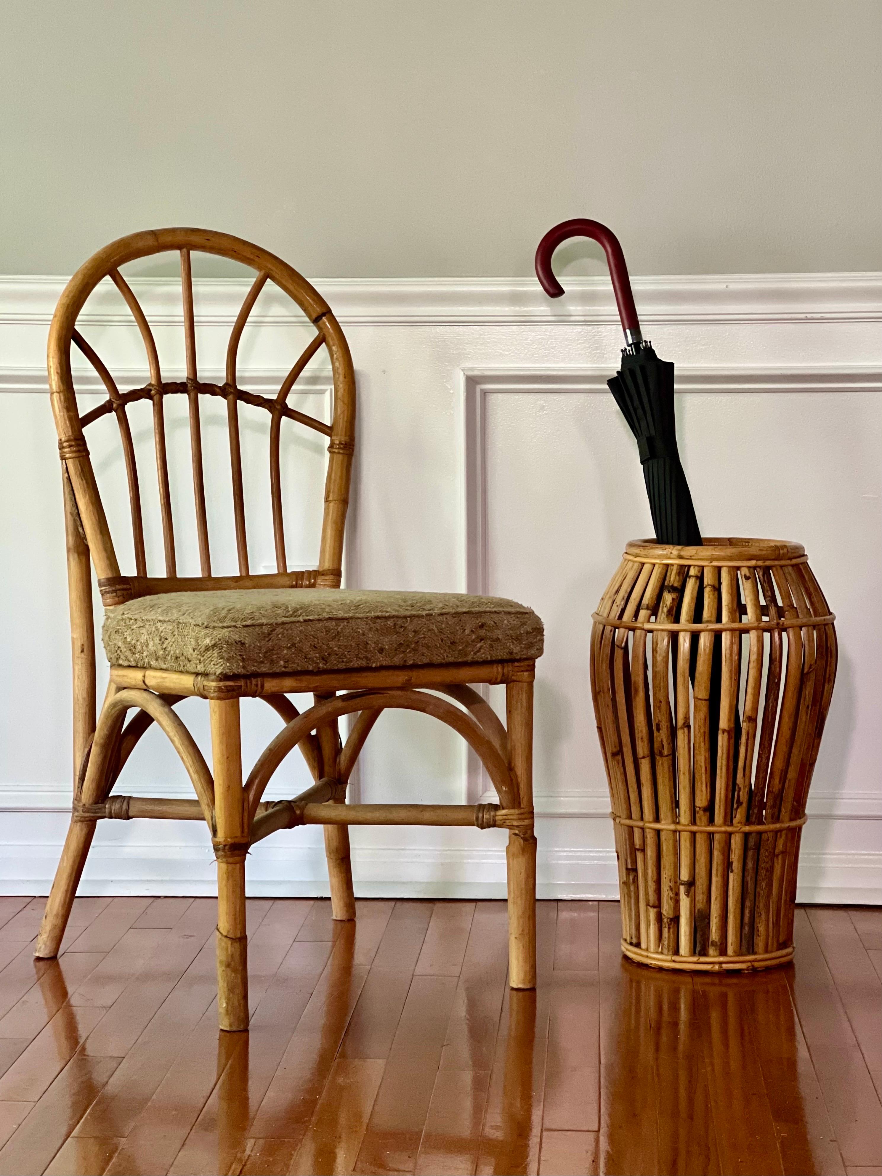 Vintage Italian Bamboo and Rattan Umbrella Stand at 1stDibs