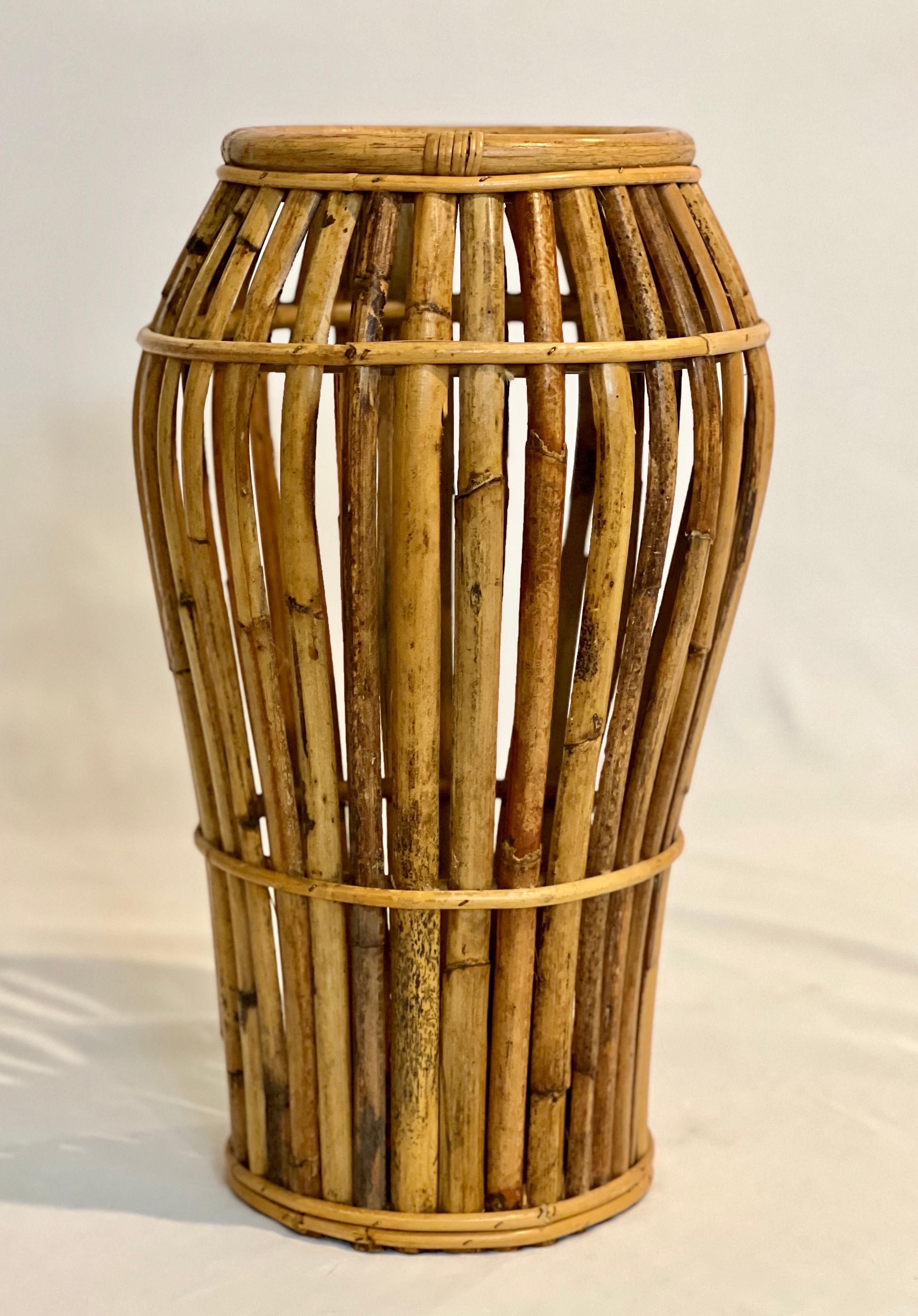 Vintage Italian Bamboo and Rattan Umbrella Stand at 1stDibs