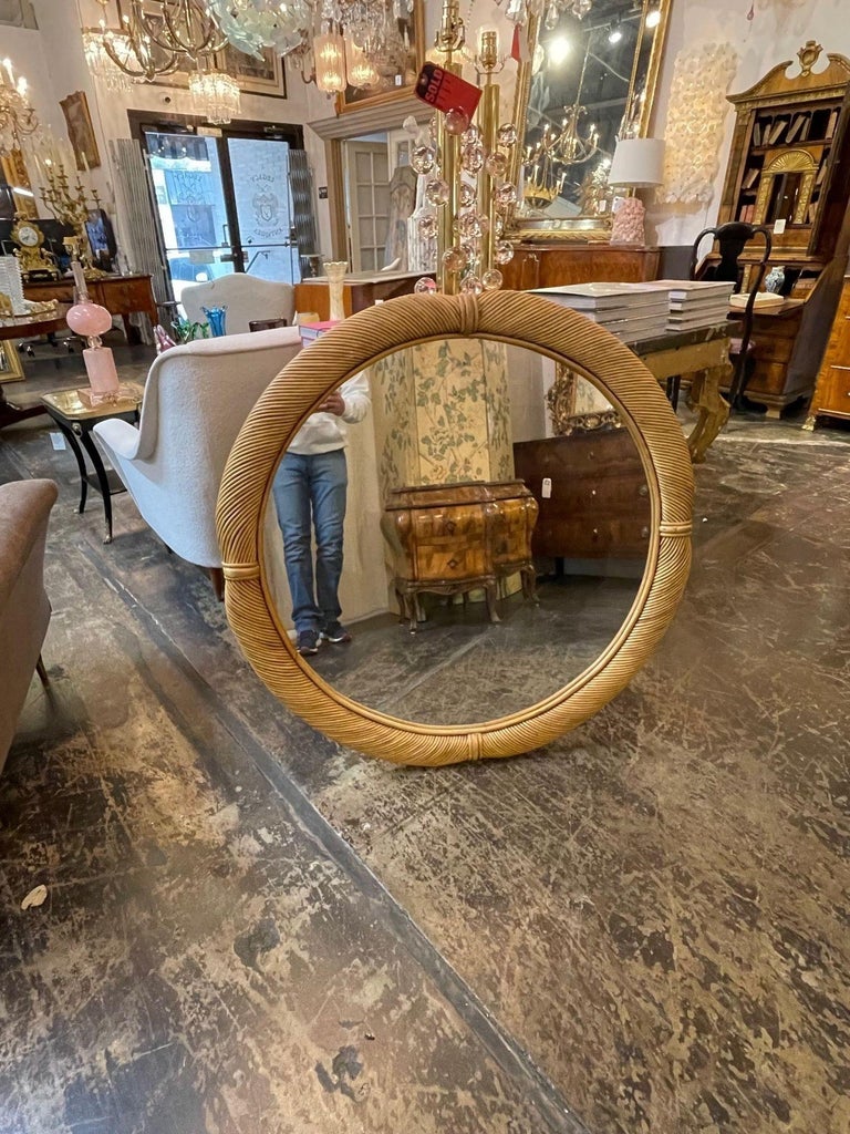 Vintage Italian Bamboo Mirror For Sale at 1stDibs