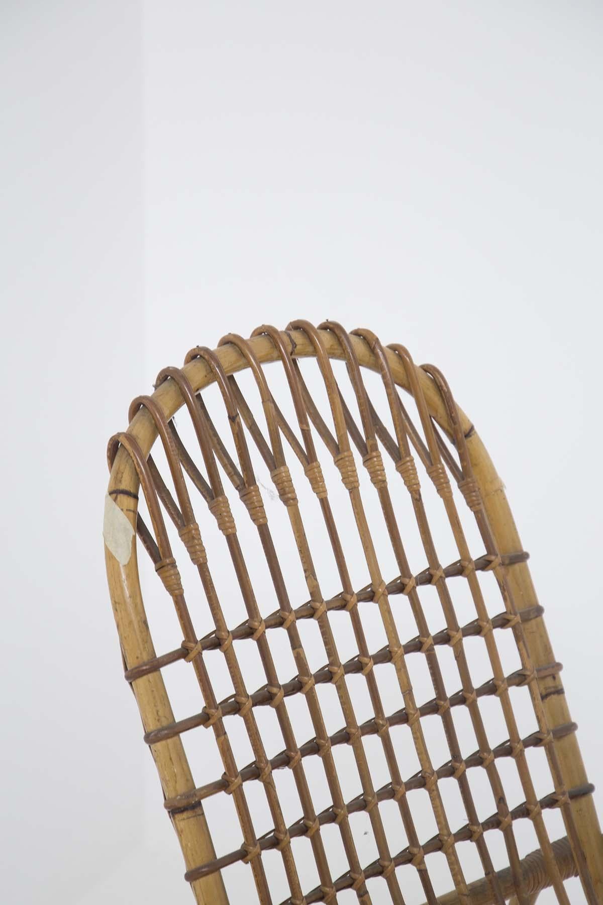 Vintage Italian Bamboo Rocking Chair For Sale at 1stDibs