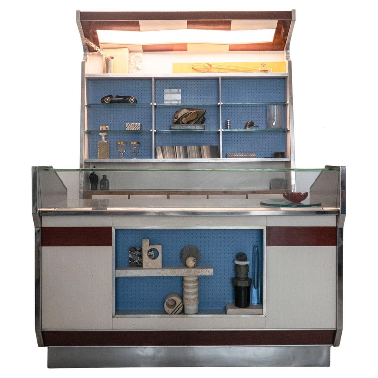 Vintage Italian Bar Counter in Wood and Veneer from the 1950s, Old ...