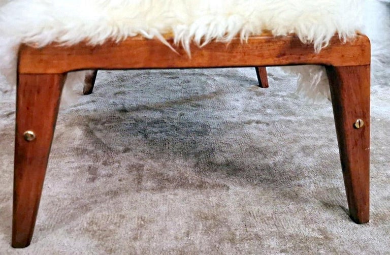 Vintage Italian Bench With Mongolian Sheepskin For Sale at 1stDibs