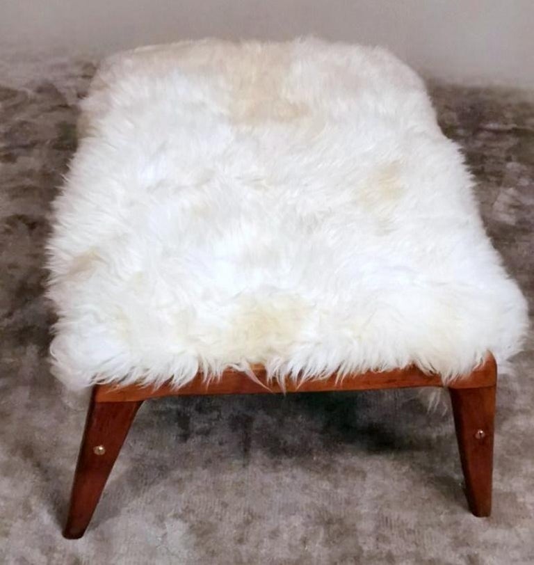 Vintage Italian Bench With Mongolian Sheepskin For Sale at 1stDibs