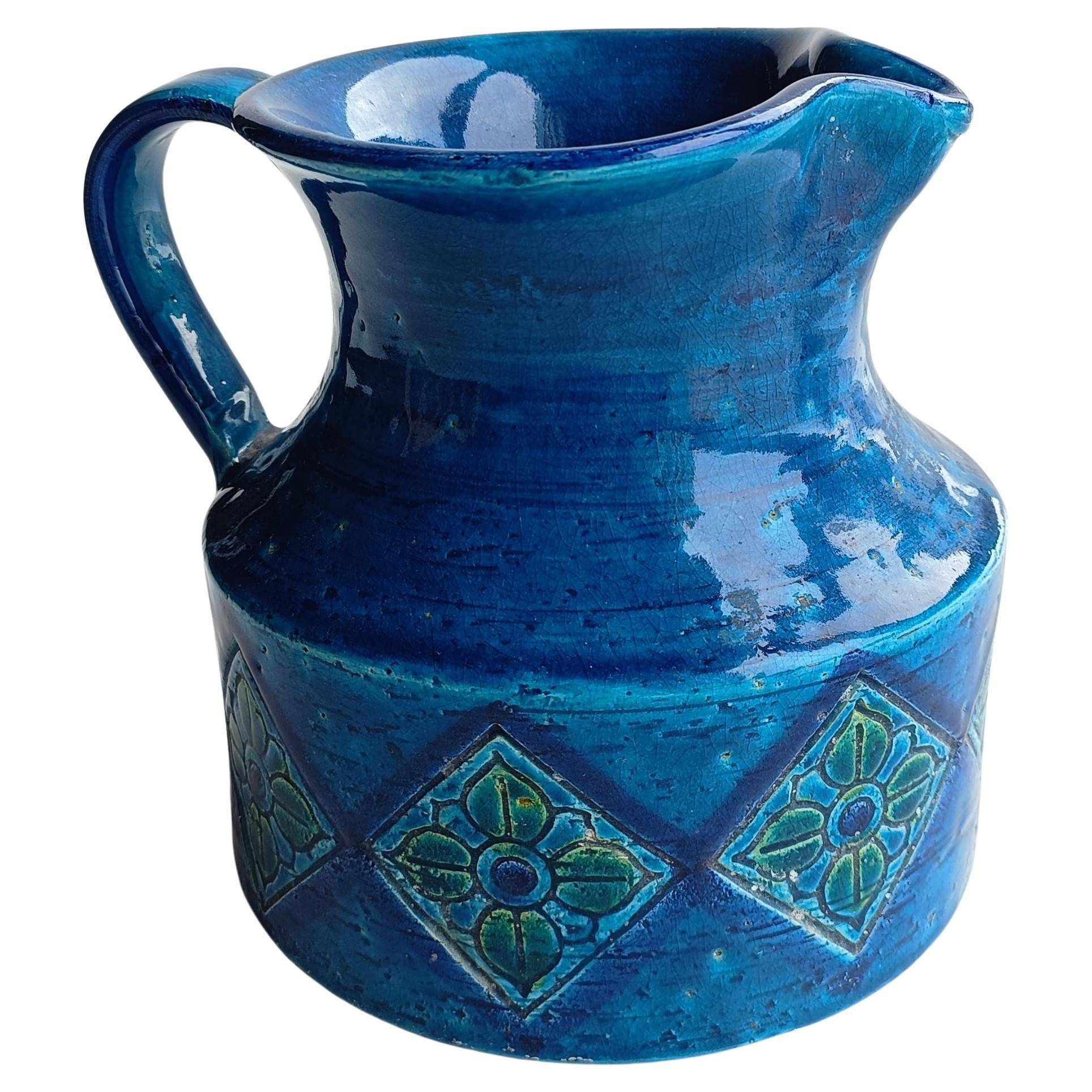 Vintage Italian Bitossi Aldo Londi Rimini Blu Ceramic Pitcher, Italy ...