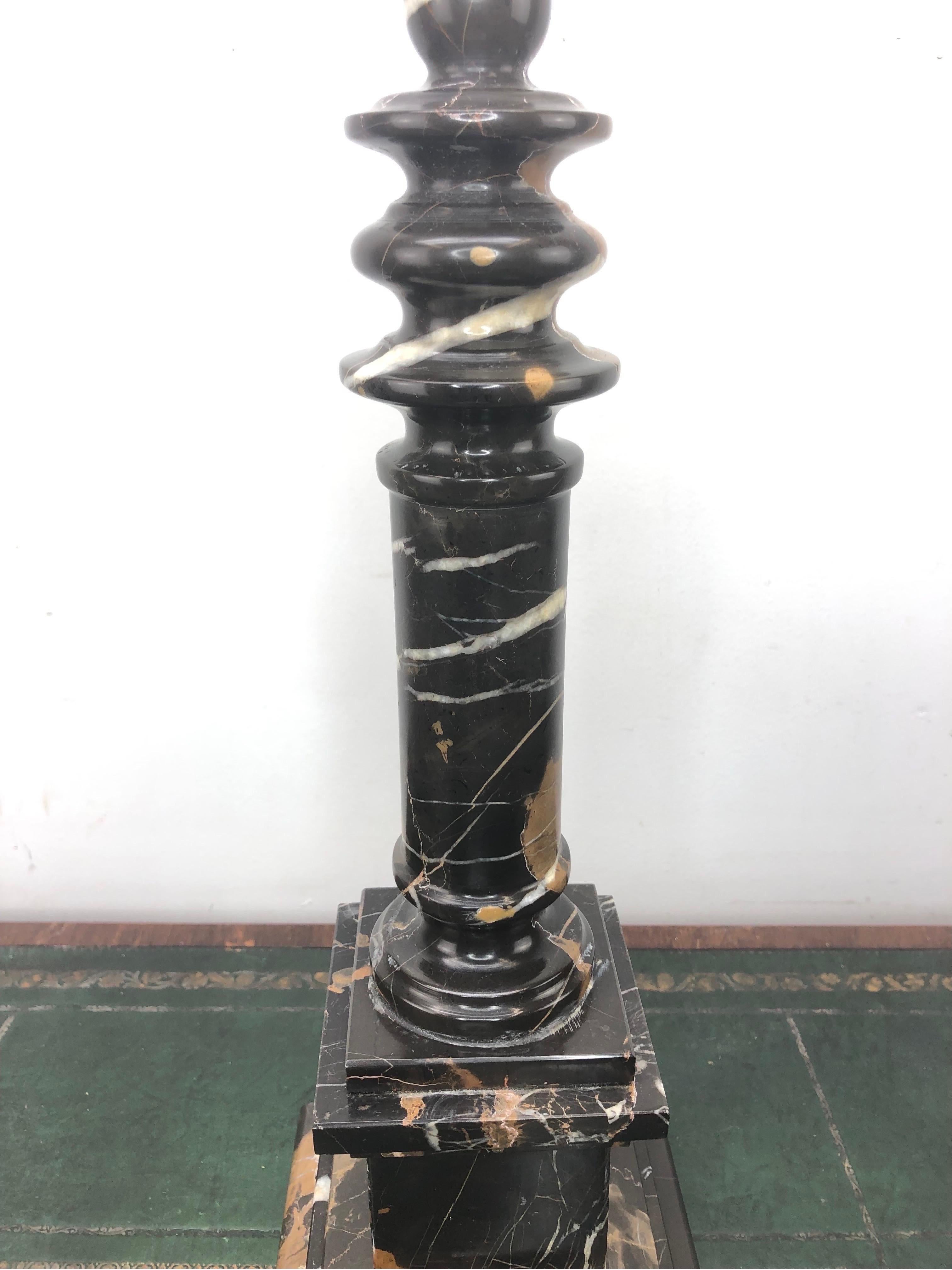 Vintage Italian Black Marble Column For Sale at 1stDibs