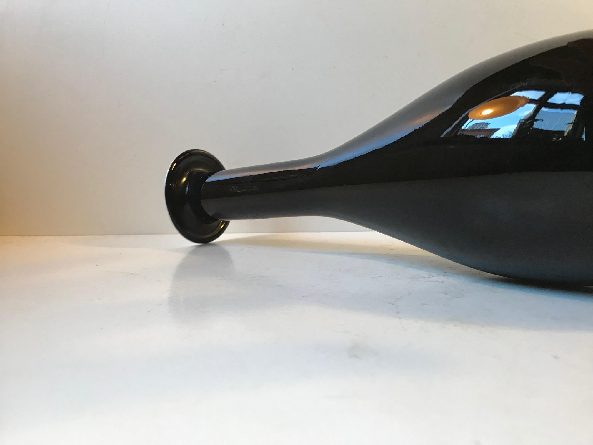 Vintage Italian Black Opaline Glass Vase from Stelvia, 1970s For Sale ...
