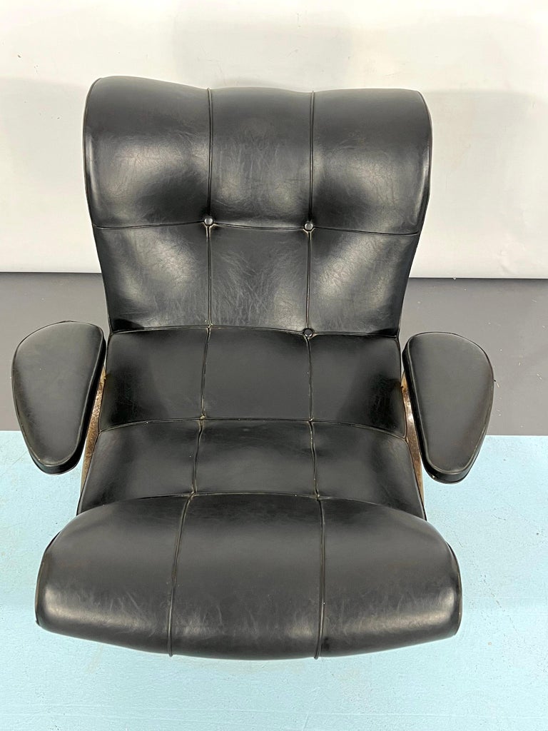 Vintage Italian Black Swivel Armchair from 60s For Sale at 1stDibs
