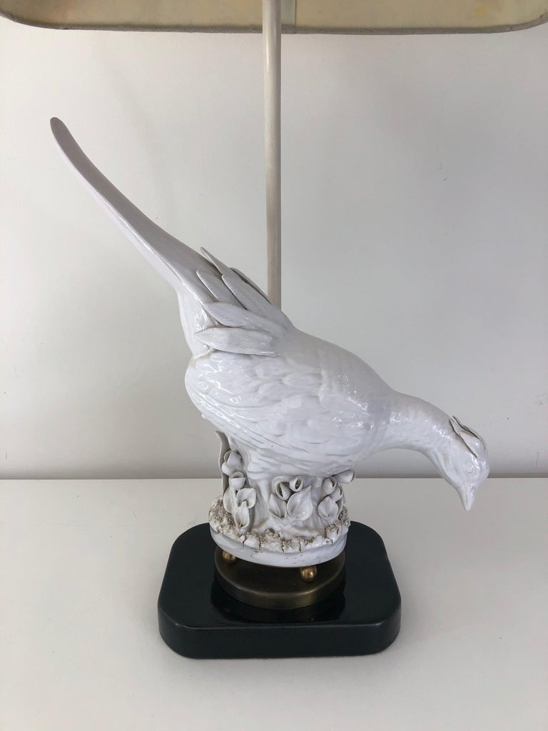 Vintage Italian Blanc de Chine Pheasant Table Lampa For Sale at 1stDibs