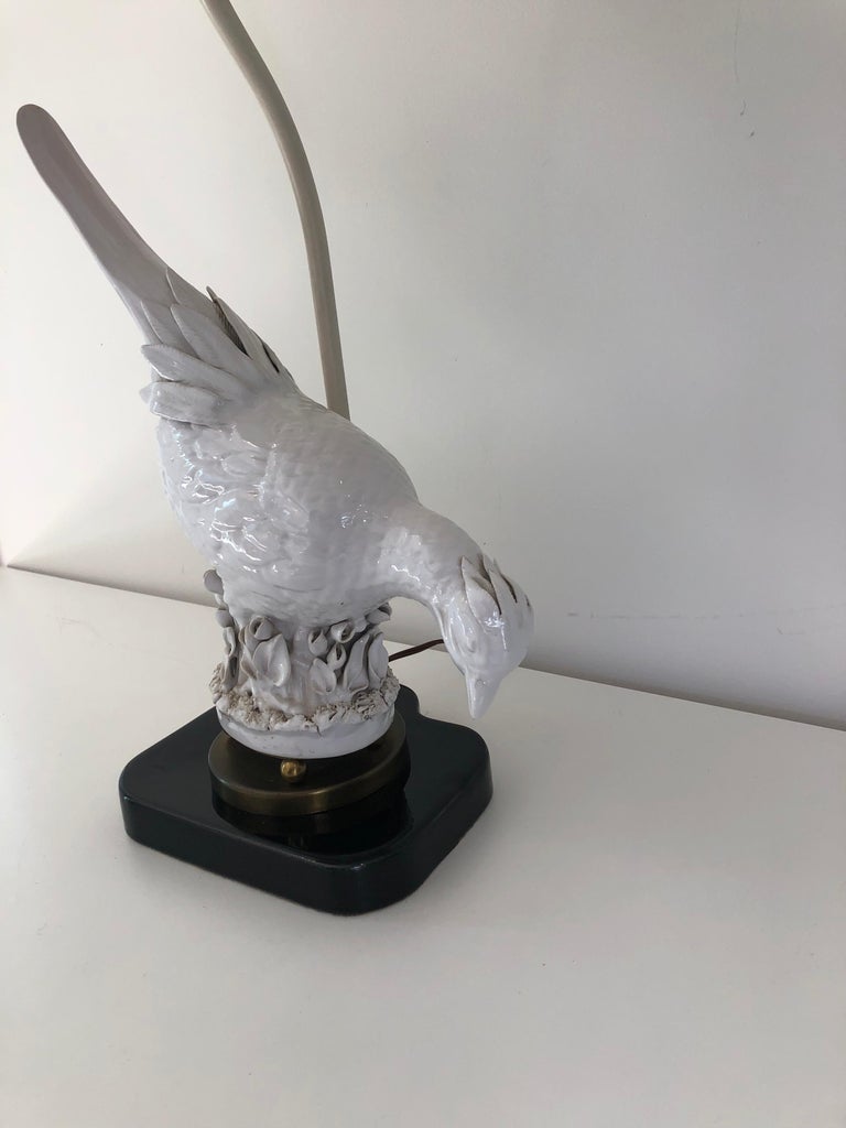 Vintage Italian Blanc de Chine Pheasant Table Lampa For Sale at 1stDibs